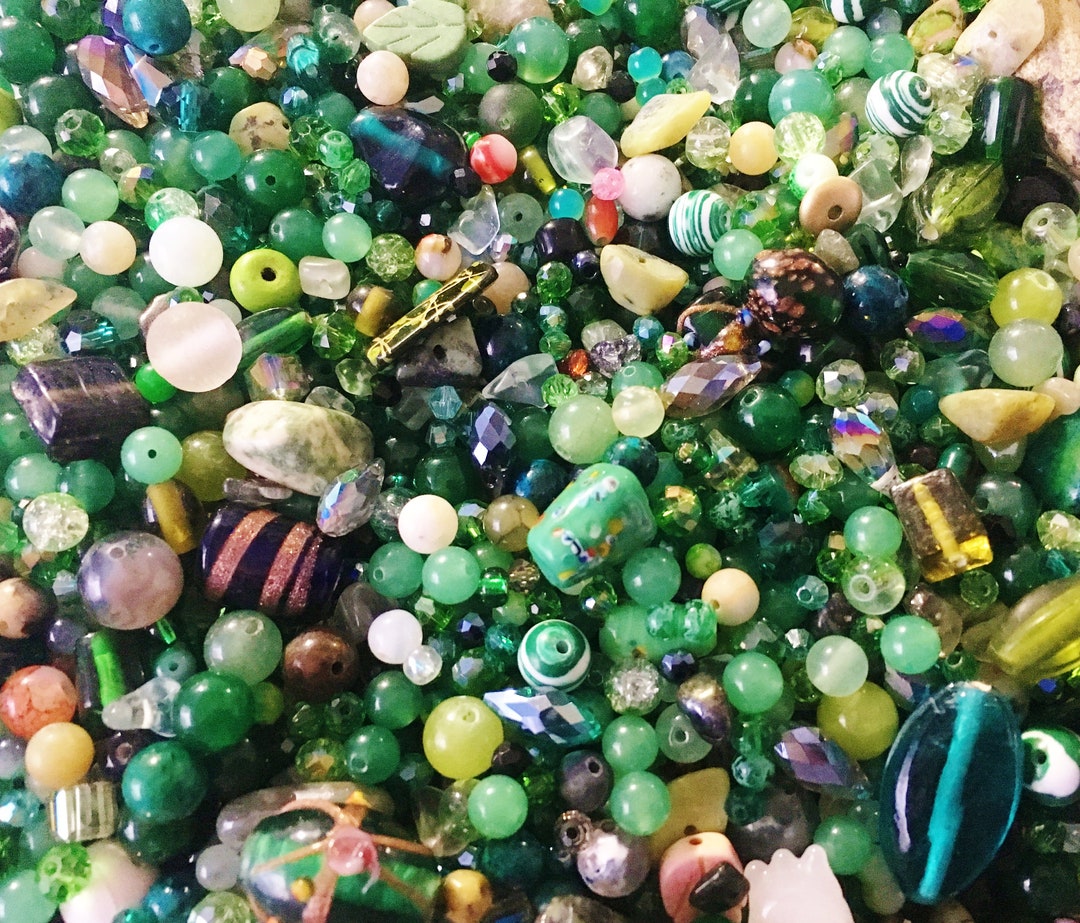 Green Bead Soup Bead Mix Greens, Crystal Glass Bulk Beads Mix Assorted ...