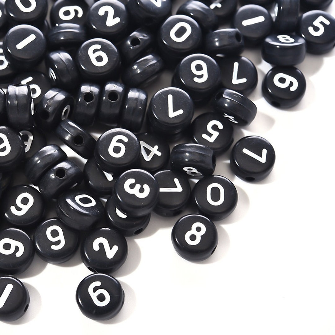 Number Beads, Black Acrylic Alphabet Style Mixed Color Lot , Assorted ...