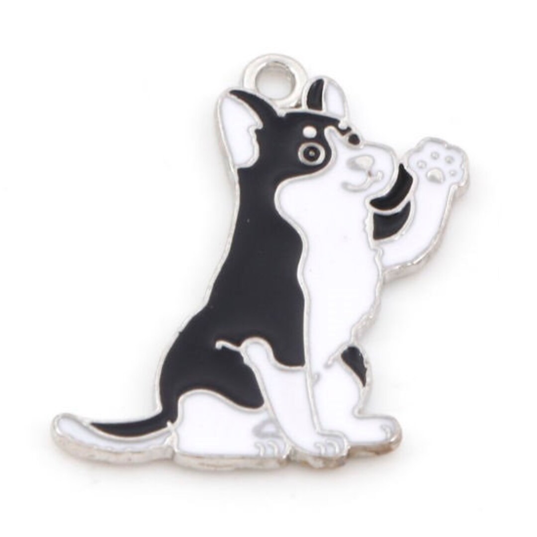 Enamel Husky Charm: Black and White Dog, Zinc Alloy (26x24mm) - Etsy