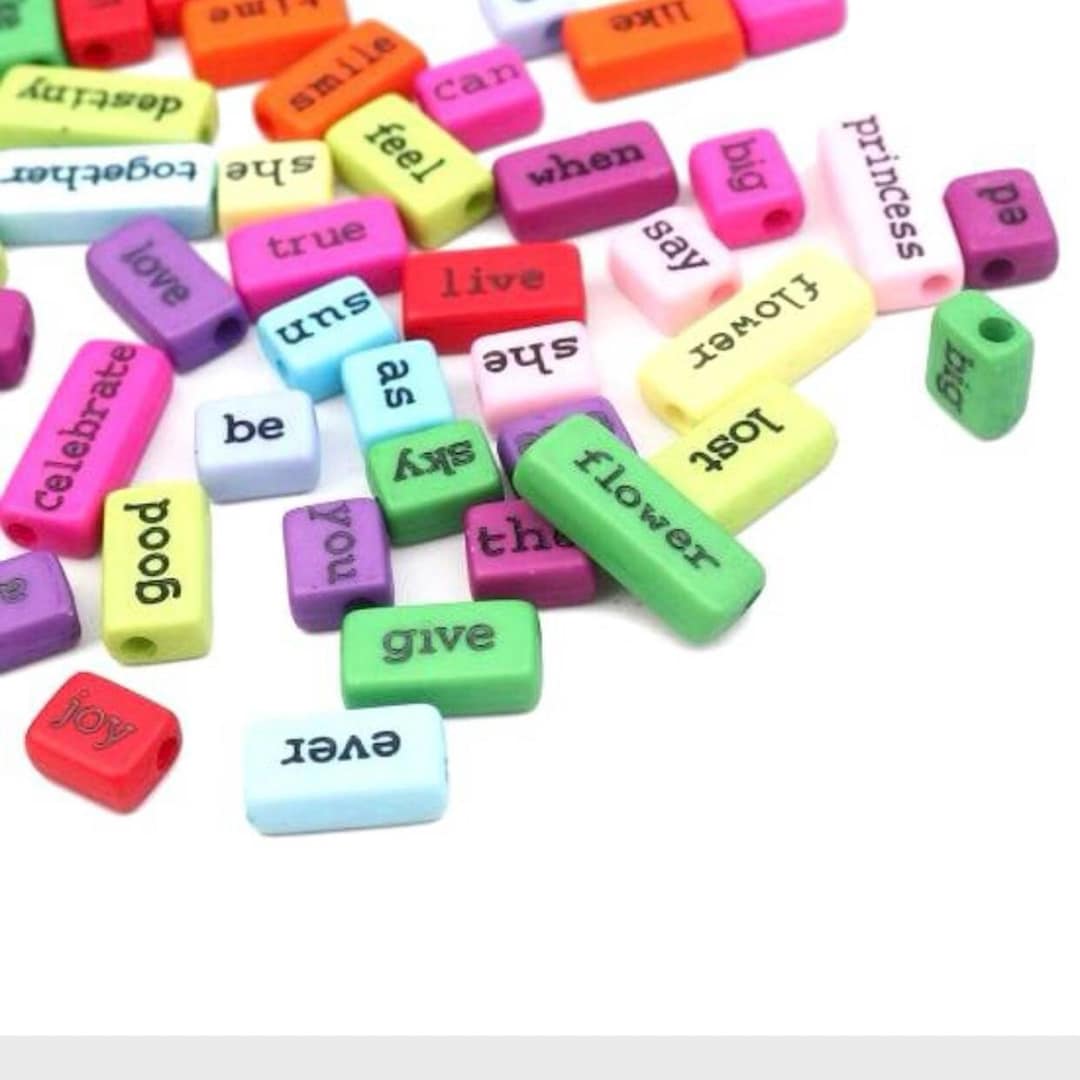 Assorted Word Beads: Colorful Rectangle Charms for Jewelry Making ...