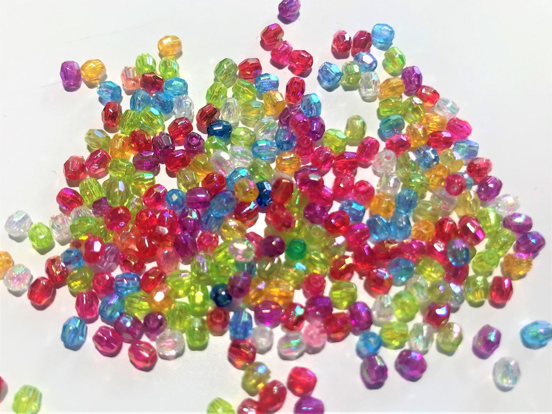 Oval Bead Mix, Acrylic AB Bead 4mm Tiny Faceted Beads, Assorted Colors ...