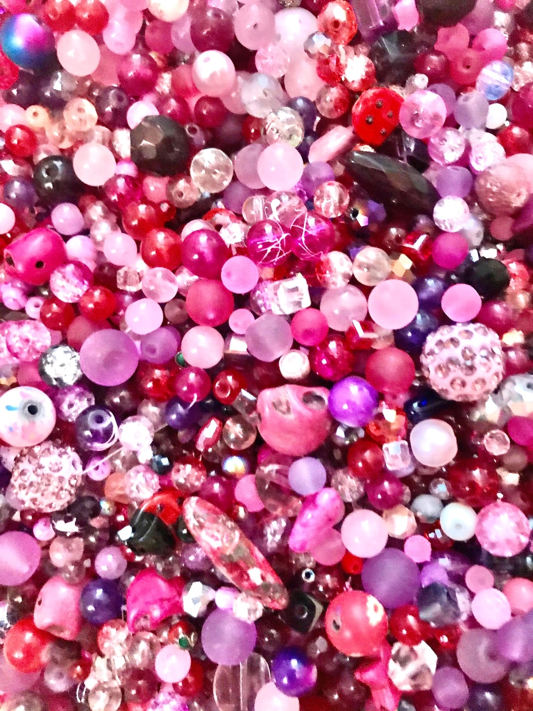 Pink Bead Soup Mix: Assorted Glass, Crystal, and Gemstone Beads - Etsy