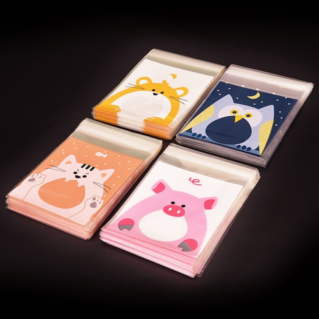 Cellophane Bags, Small Animal Bags, Owl, Cat and Pig With Resealable ...