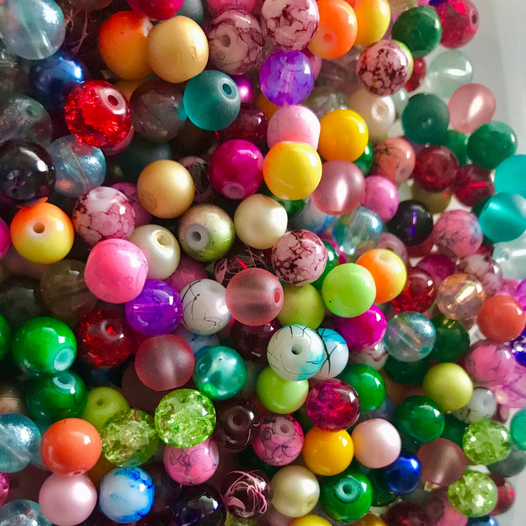 Glass Bead Mix Bulk 8mm Assorted Bead Soup, Assorted Colors and ...