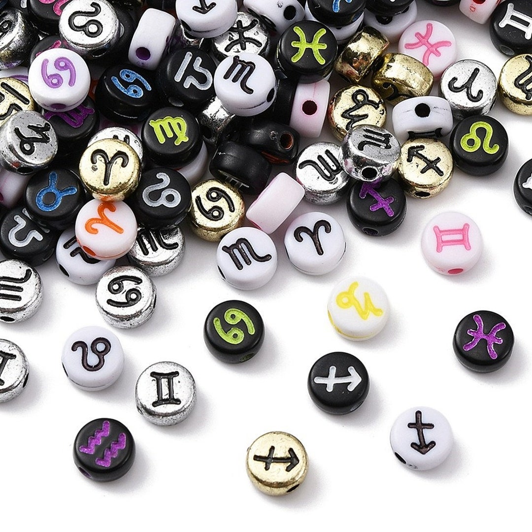 Zodiac Bead Lot, Assorted Signs and Colors, 7mm Fits Alphabet Beads - Etsy