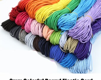 Elastic Cord 2mm 200 Available Colour A1 A70 for Round Stretch Elastic ...