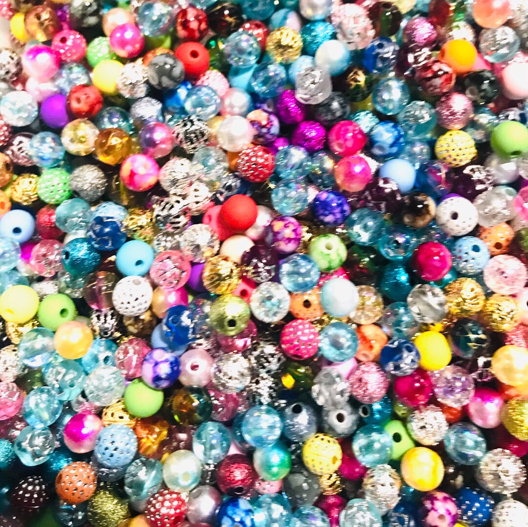 10mm Acrylic Bead Mix: Assorted Colors & Styles - Etsy