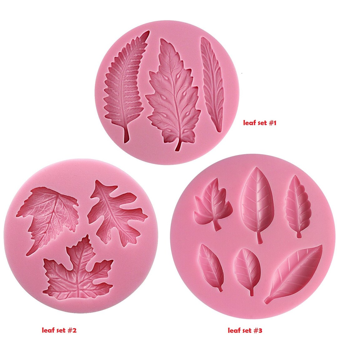 Leaf Assorted Style Molds Silicone Leaf Molds 3 Cavity Piece Fern Oak ...