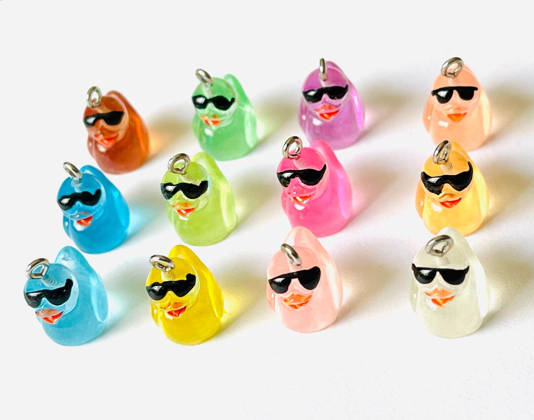 Glow in the Dark Duck With Sunglasses, 3D Resin Duck Charm, Luminous ...
