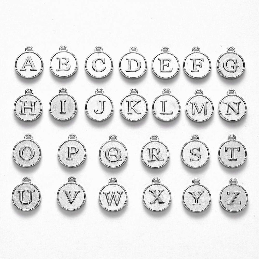 Silver Alphabet Set 26 Platinum Silver Tone Letter Set Double Sided ...