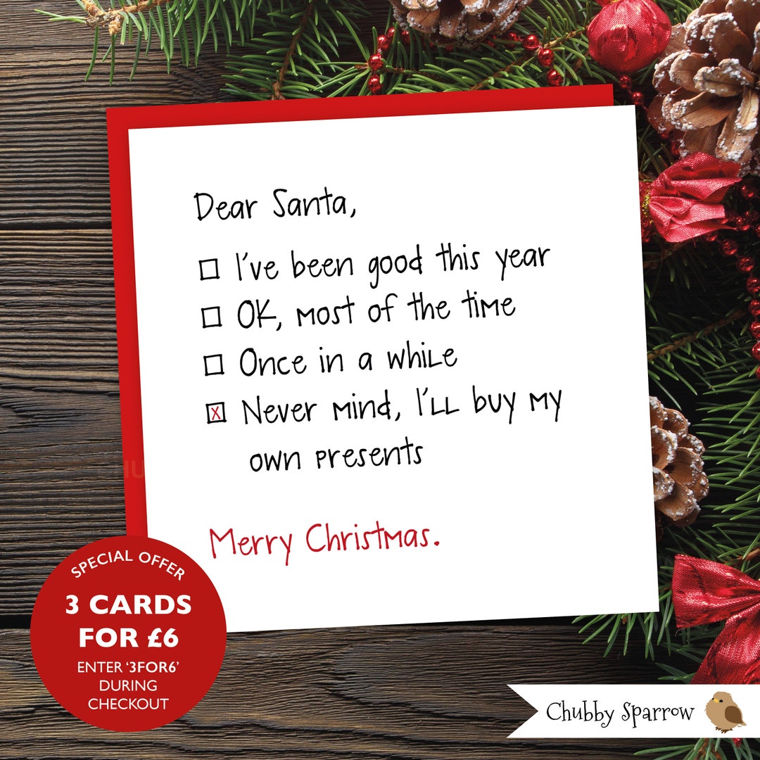 Funny Christmas Card, Funny Greeting Card, Xmas Card, Buy Own Presents ...