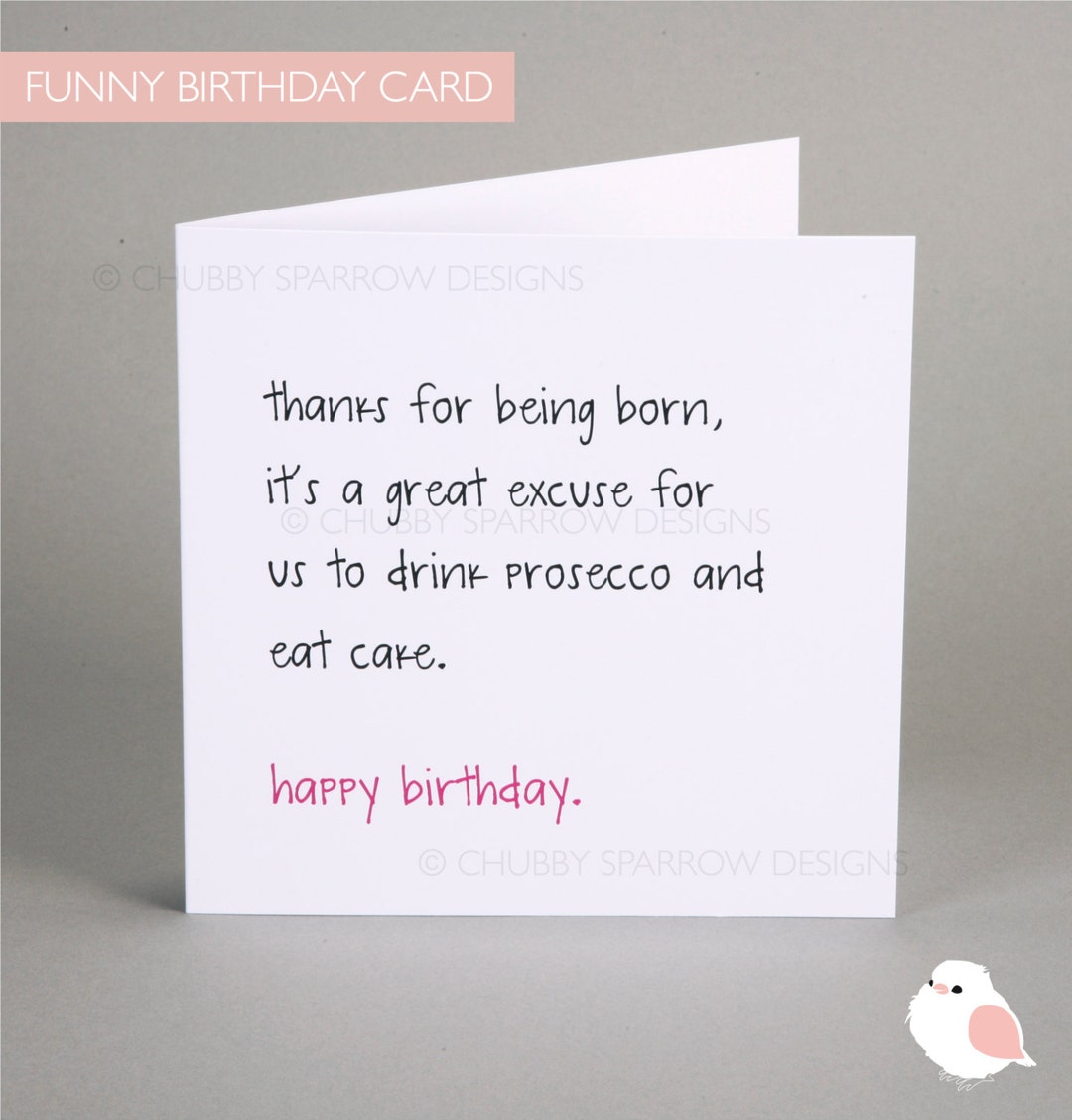 Funny Birthday Card, Funny Greeting Card, Birthday Card, Prosecco Cake ...