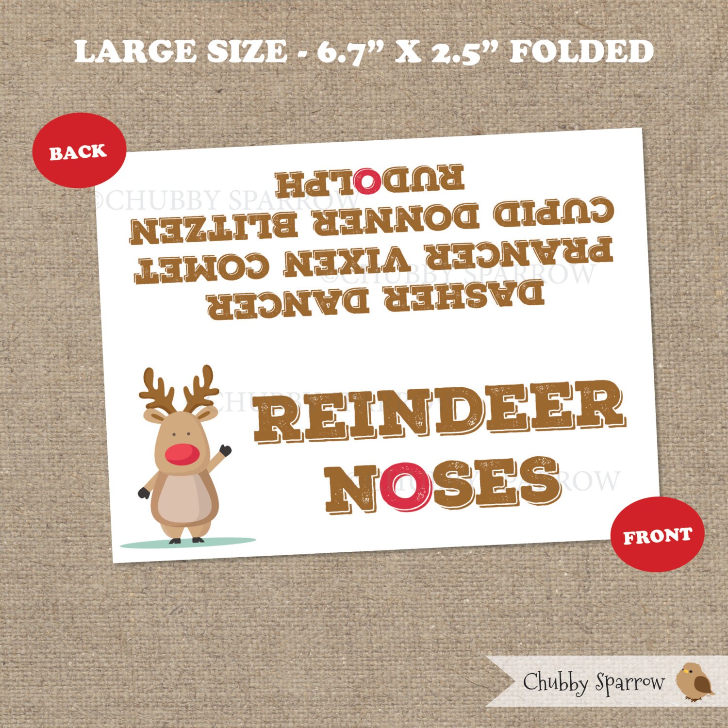 Reindeer Noses Gift Bag LARGE Toppers Christmas Favor Favour Printable ...