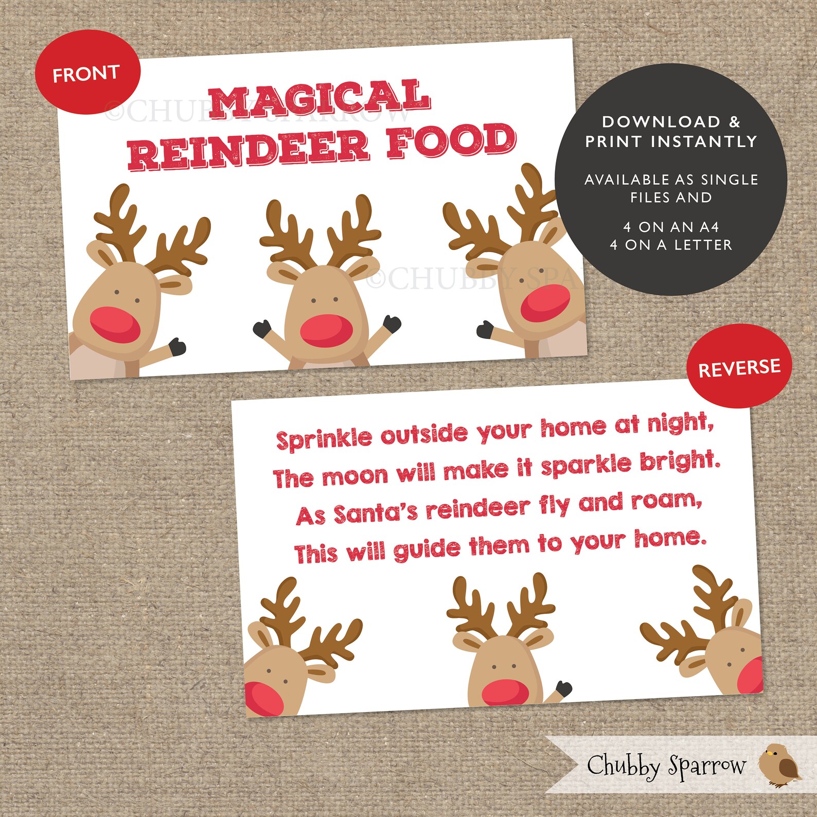 Reindeer Food Christmas Favor Favour Bag Toppers Stocking - Etsy