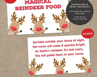 Reindeer Food Christmas Favor Favour Bag Toppers Printable | Etsy