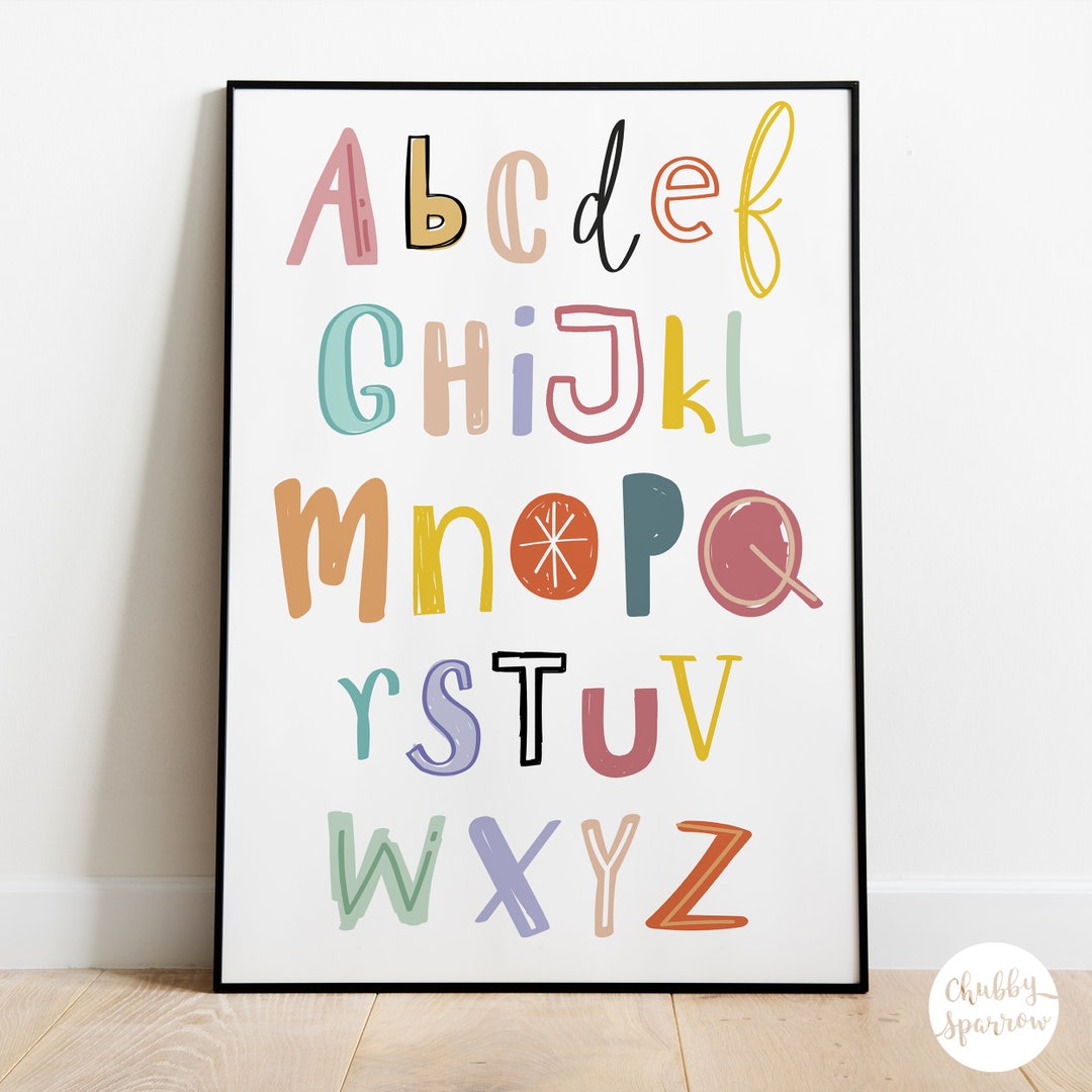 Alphabet Letters Printable, Pastel Educational Colours Text Poster, Kid ...