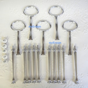5 X Sets Cake Stand Handle 3 Tier Silver or Gold Oval Centre Fitting ...