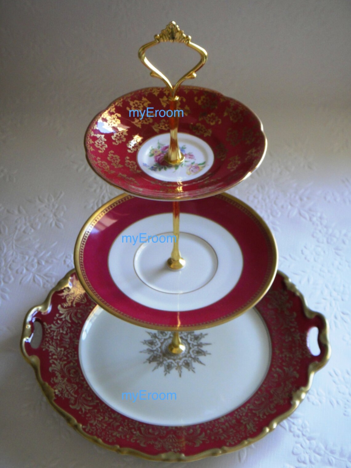 HEAVY Cake Stand Handle 3 Tier Gold Crown Centre Fitting - Etsy