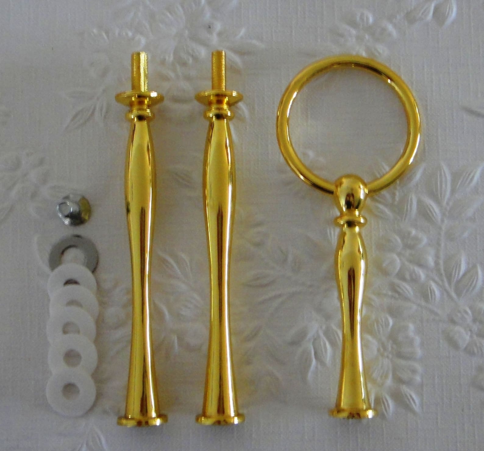 Cake Stand Handle 3 Tier Gold or Silver Circular with turned | Etsy