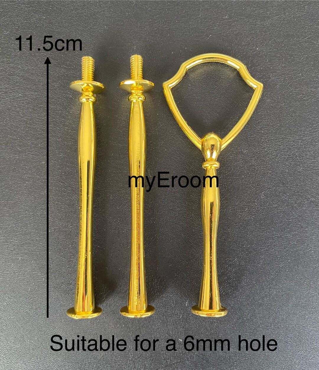 Cake Stand Handle 3 Tier Silver or Gold Shield Fitting / Hardware High ...