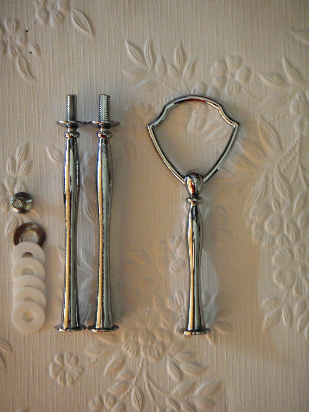 Cake Stand Handle 3 Tier Silver or Gold Shield Fitting / Hardware High ...