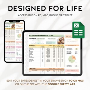 Bakery Cost Calculator Template, Recipe Profit Tracker for Cottage ...