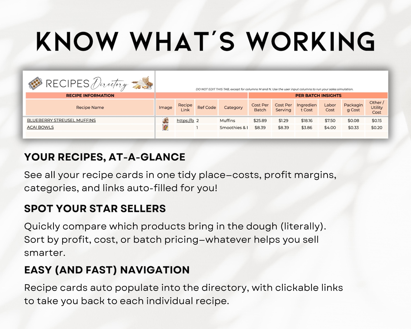 Recipe Pricing Calculator for Bakers, Google Sheets Food Cost Template, Track Profits & Sales ...