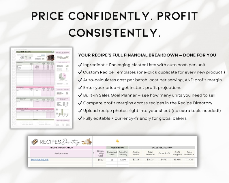 Ultimate Bakery Business Spreadsheet, Recipe Cost Calculator ...