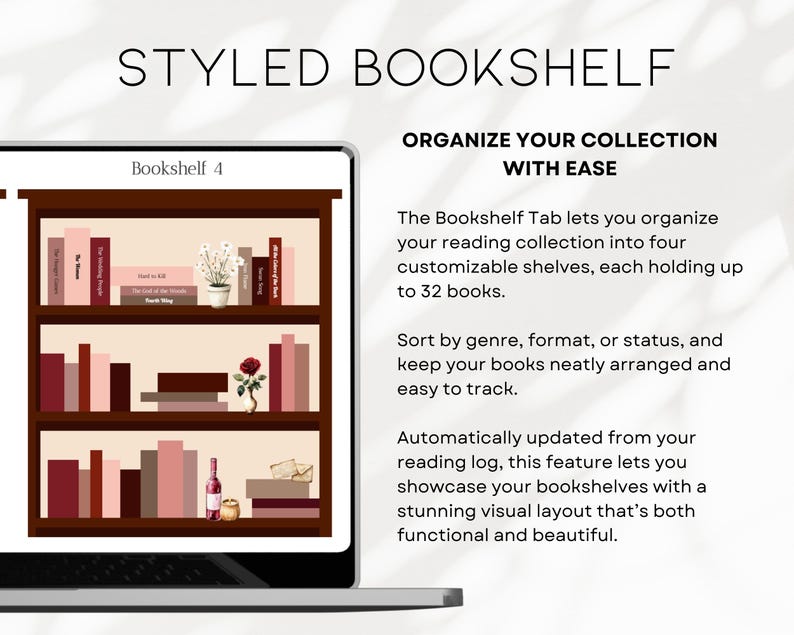 Ultimate Bookshelf Reading Log Spreadsheet | Romantic Valentines ...