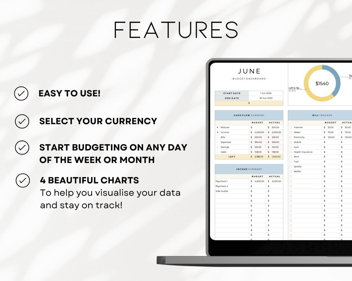 Simple Budget Planner Google Sheets, Monthly Budget Spreadsheet ...