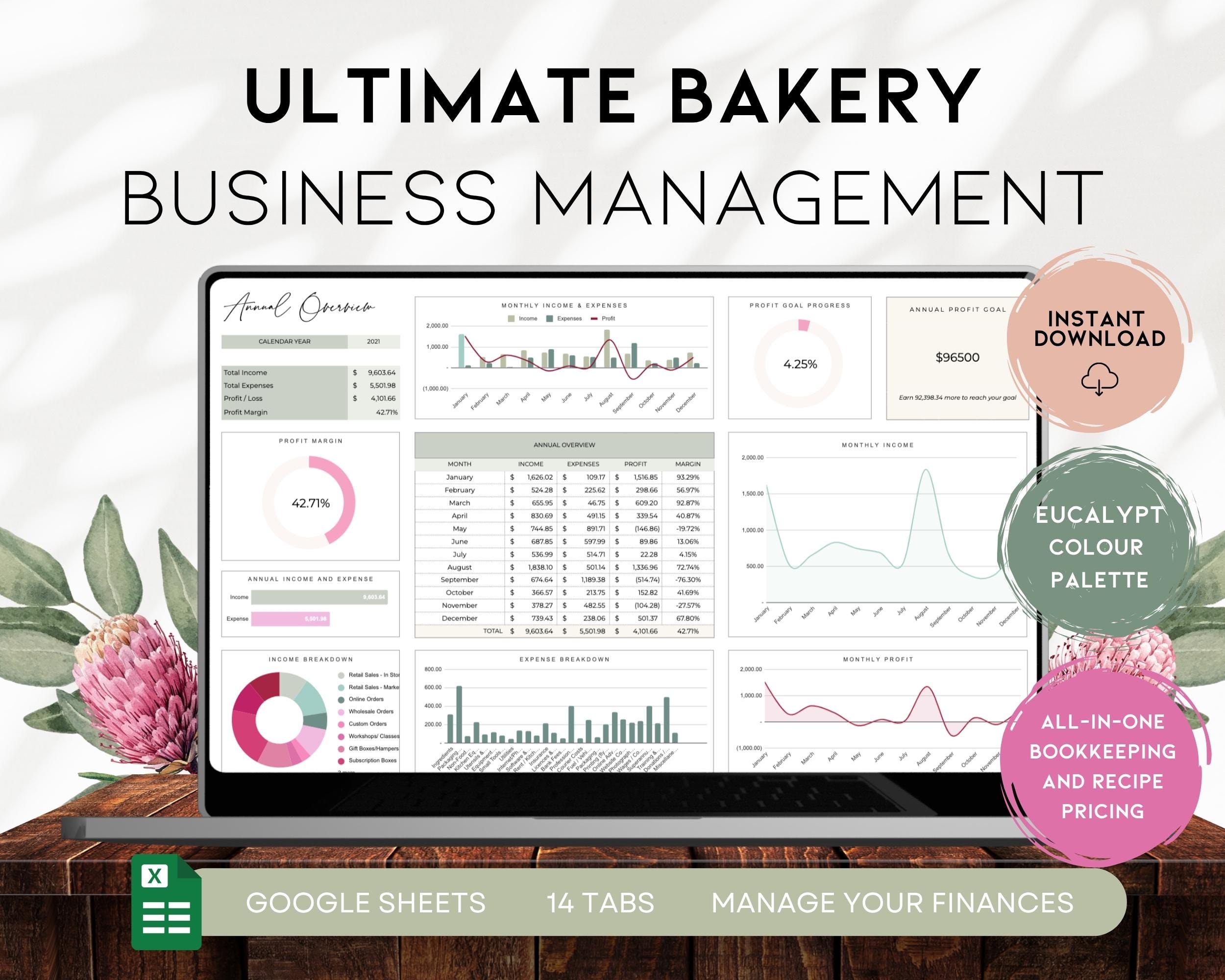 Ultimate Bakery Business Spreadsheet, Recipe Cost Calculator ...