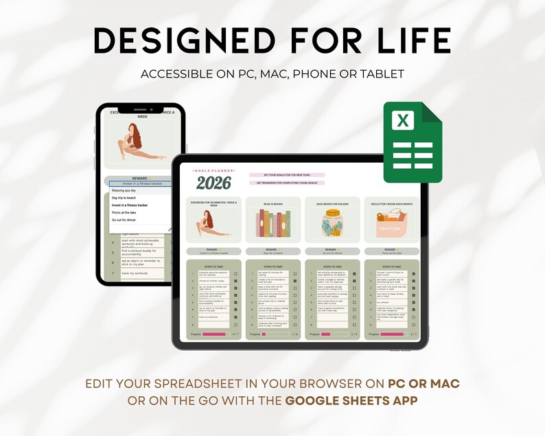 2025 Goal Planner Spreadsheet | SMART Goal Setting Template | Goal ...