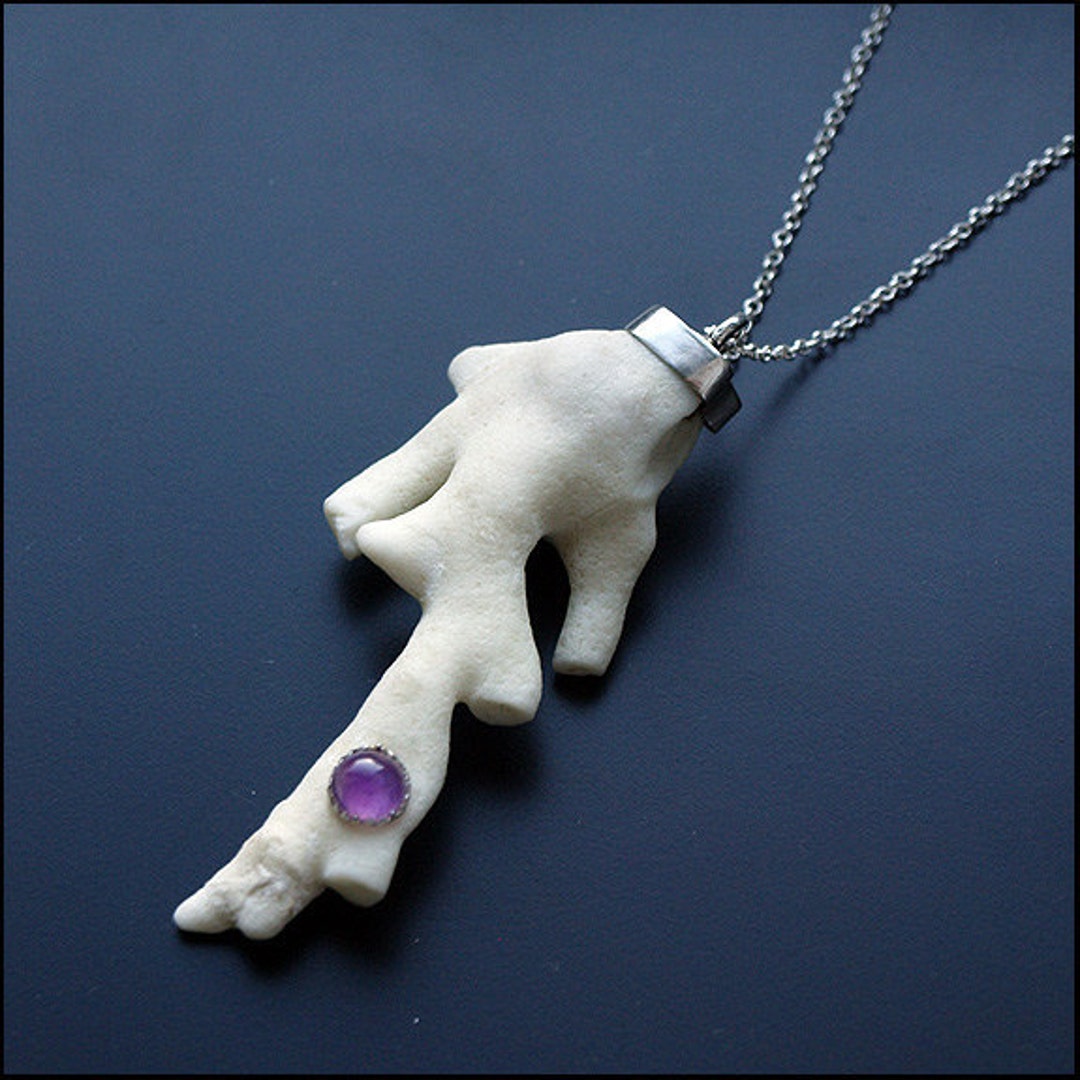 Mermaid's Amulet - Sterling Silver Necklace With Coral and Amethyst - Etsy