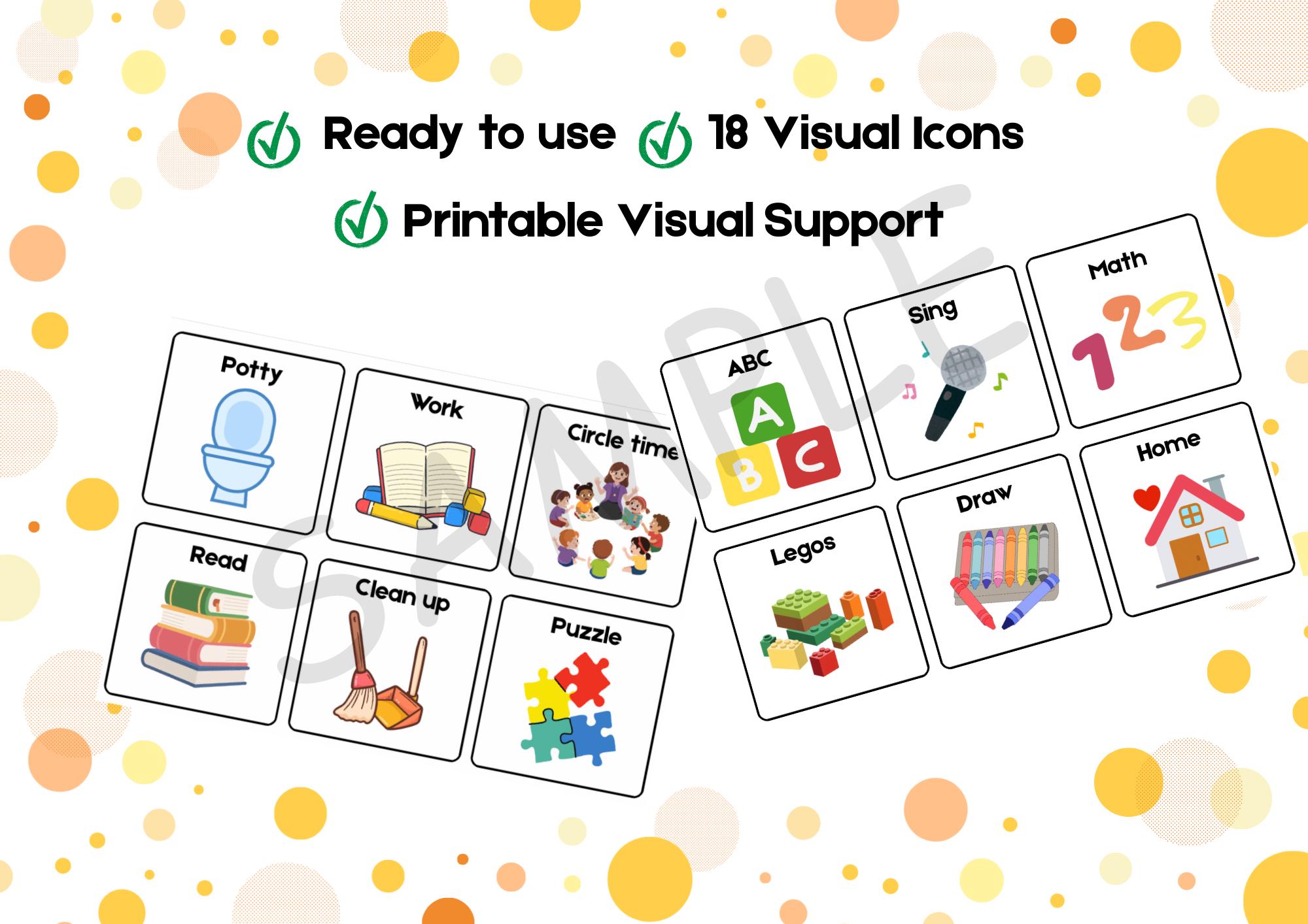 First-then Board Printable | ABA Visual Supports Bundle | 18 Icons for ...