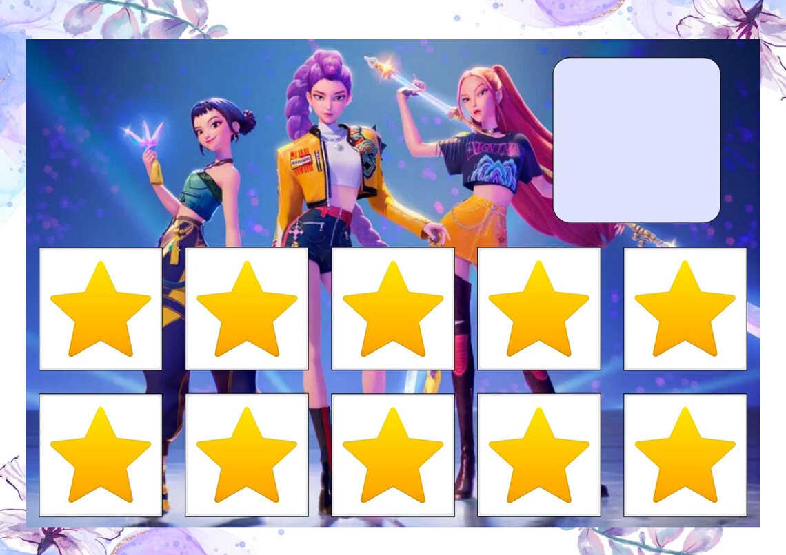Printable K-pop Demon Hunters Token Board | ABA Behavior Chart for Kids ...