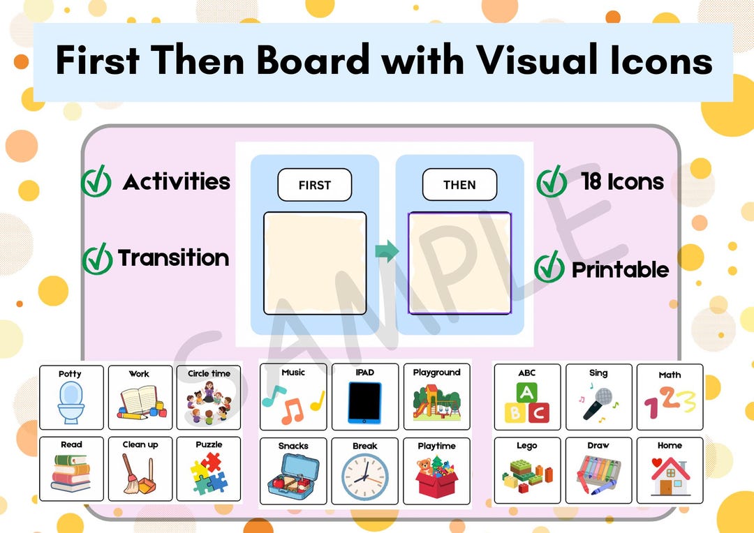 First-then Board Printable | ABA Visual Supports Bundle | 18 Icons for ...