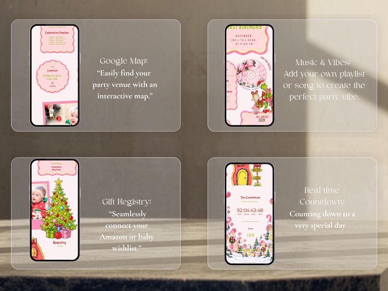 Mean One 1st Birthday Website Invitation, Pink Grinche Whoville Canva ...