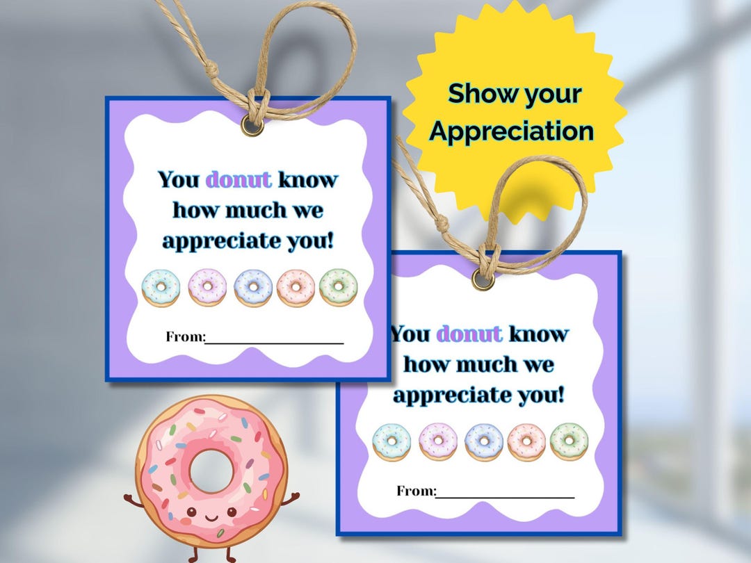 Donut Appreciation Gift Tag Printable, Instant Download - Etsy