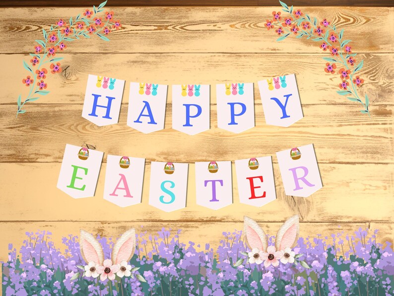 Happy Easter Banner, Spring Party Decoration (digital Download) - Etsy