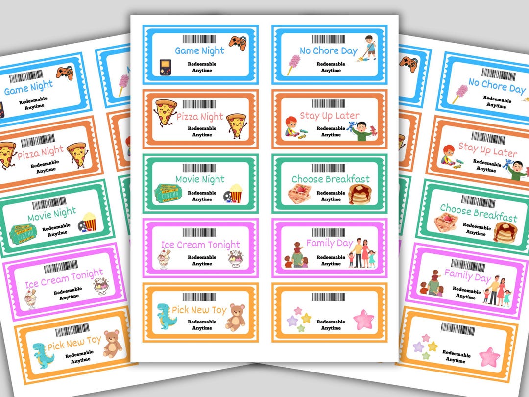 Kids Reward Coupons – Behavior Chore Incentive Printables (instant ...