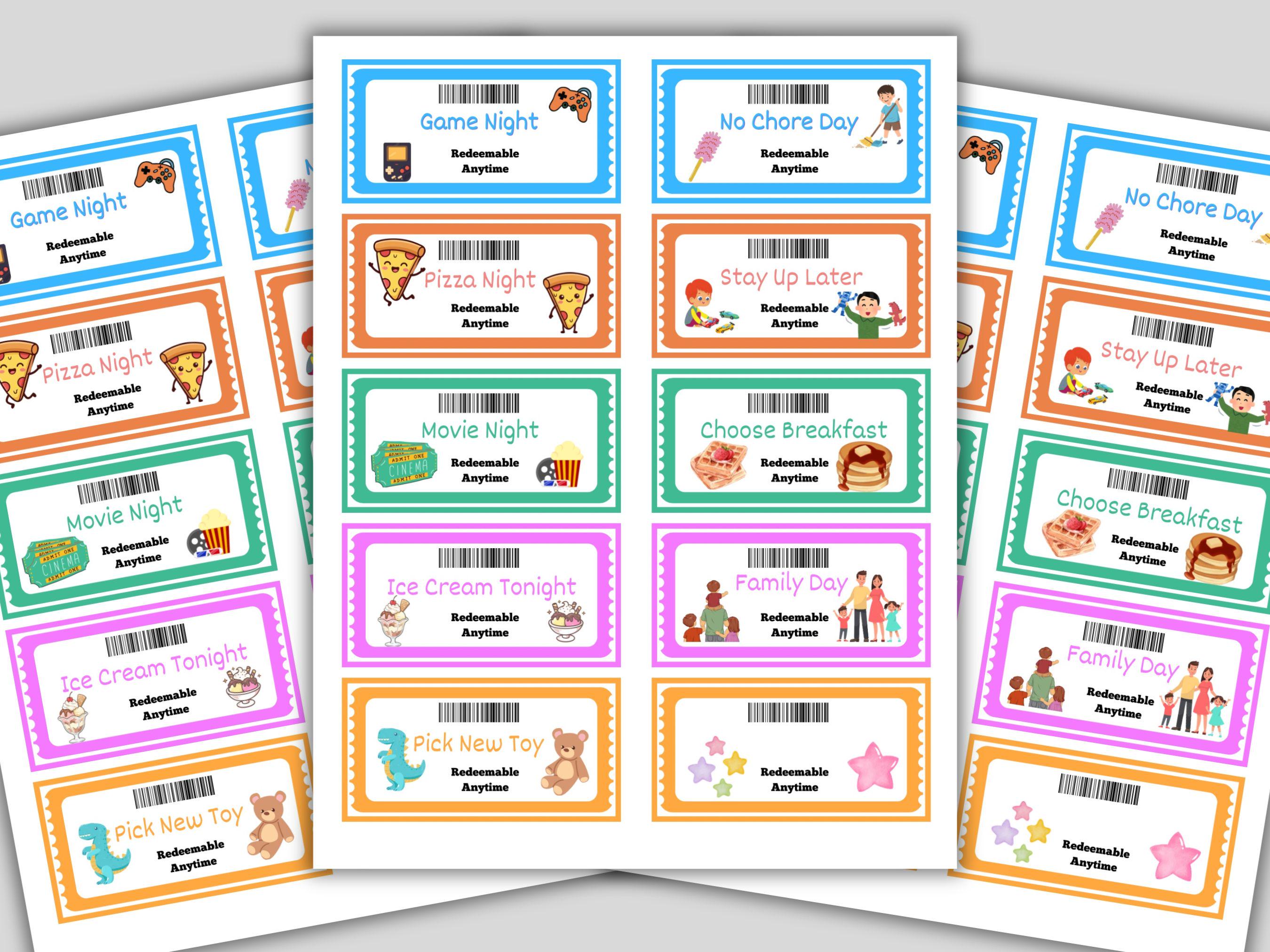 Kids Reward Coupons – Behavior Chore Incentive Printables (instant ...