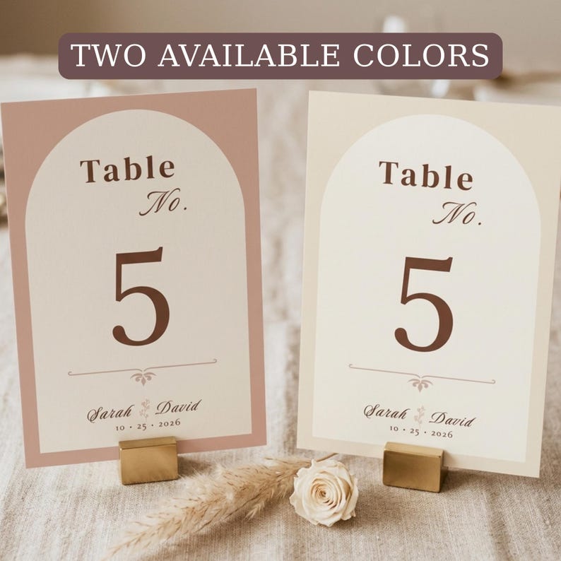 Arch Wedding Table Numbers 1-20 Editable Canva Template Boho Terracotta ...