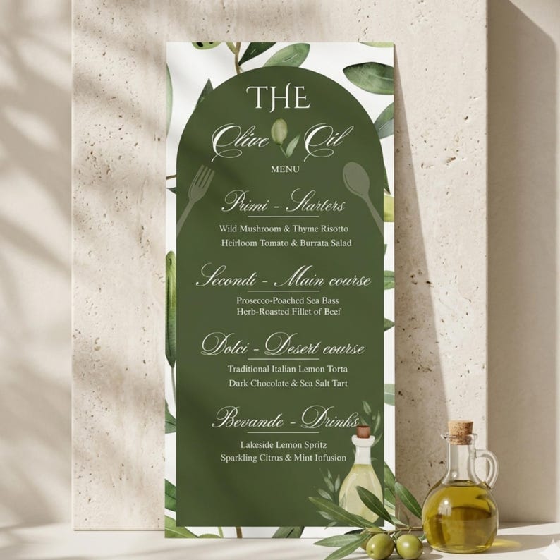 Italian Wedding Menu, RSVP, Details Cards, Olive Branch Stationery ...