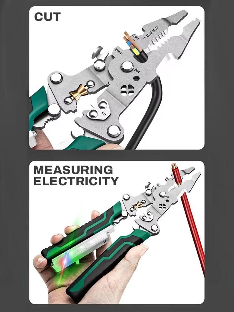 8-in-1 Wire Stripper & Cable Cutter – Foldable Electrician Pliers Tool ...