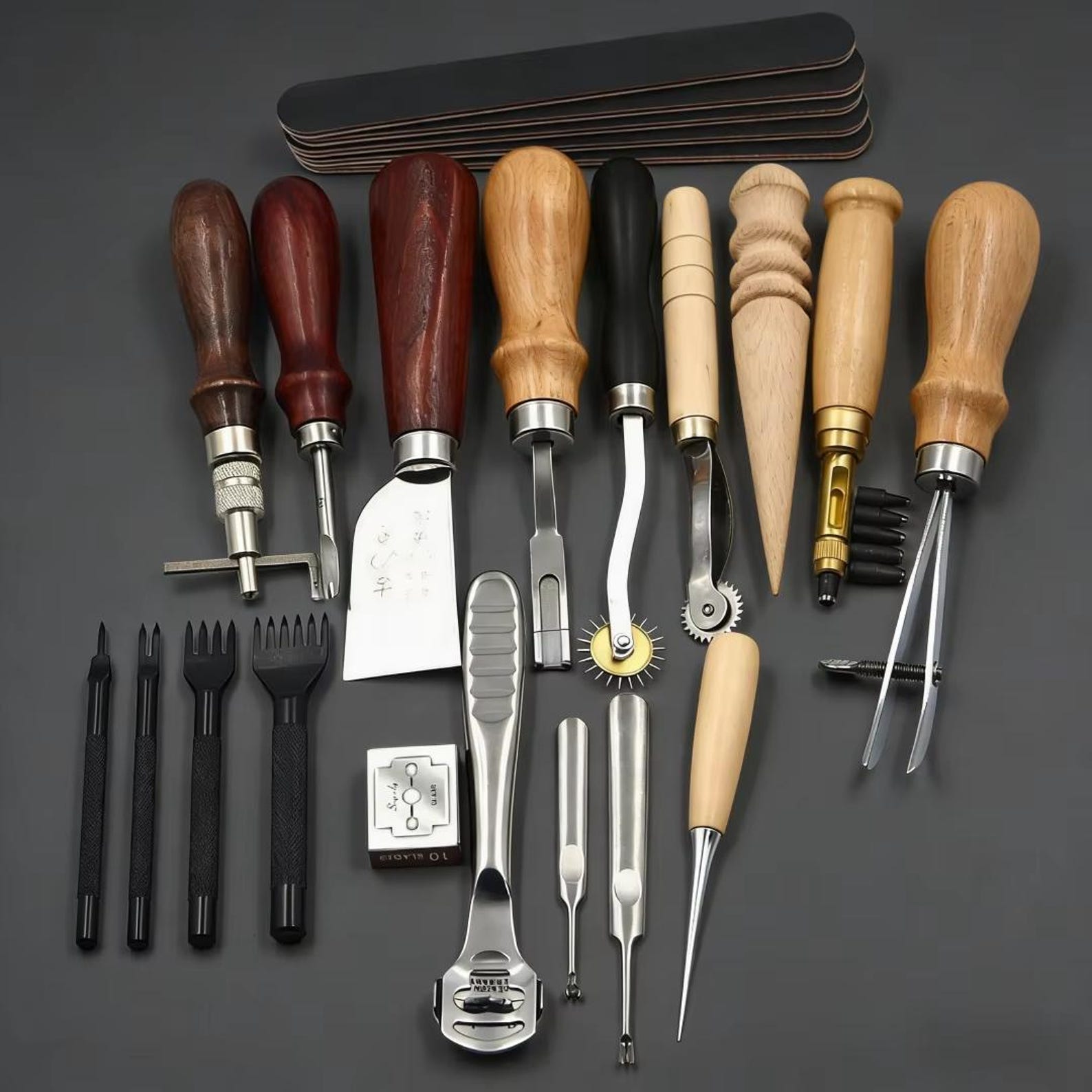 Leatherworking Tool Set | 18-piece DIY Handmade Leather Sewing & Repair ...