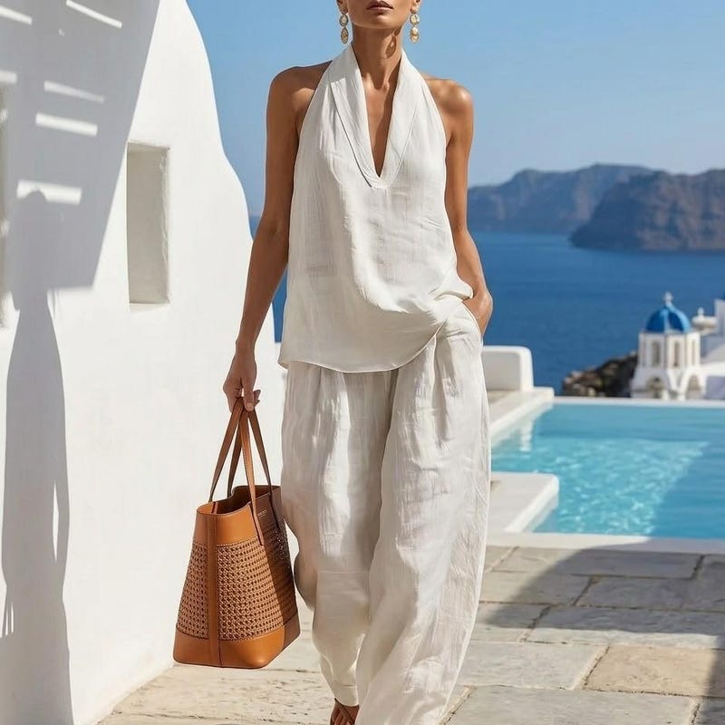 Womens White Linen Sets - Etsy