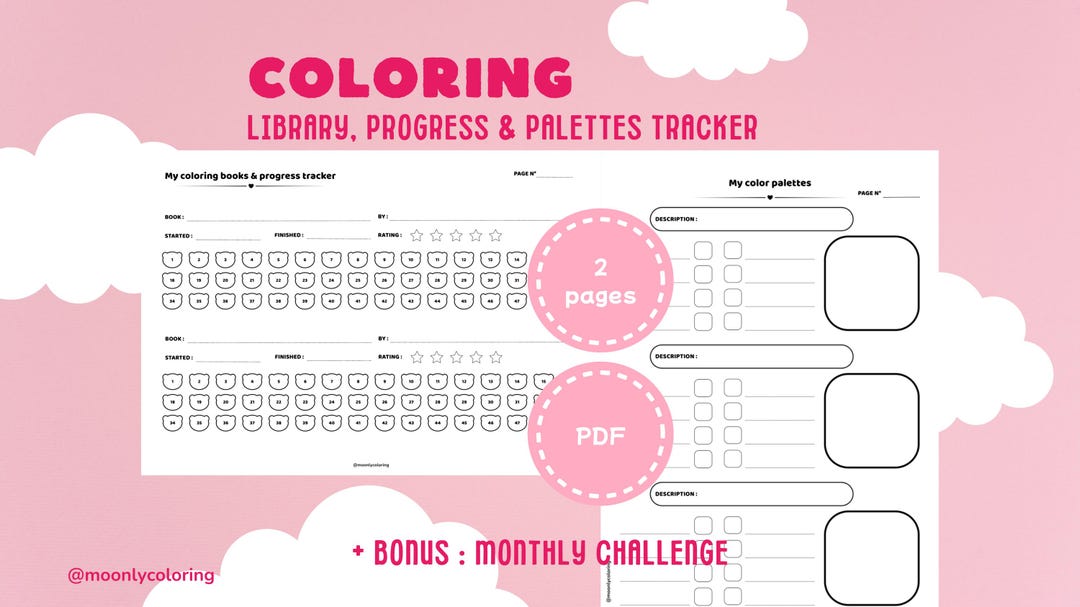 Coloring Book Tracker • Coloring Pages and Palettes • Progress Journal ...