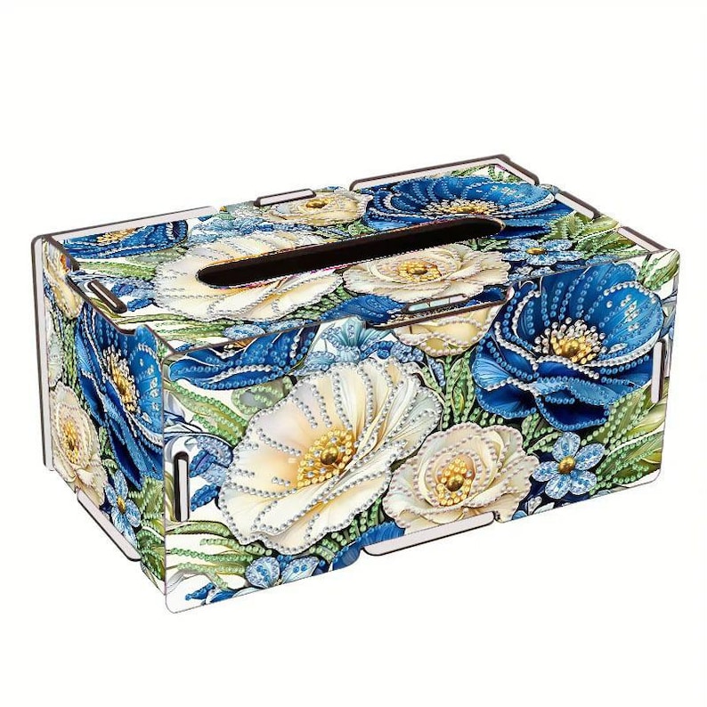 DIY Diamond Painting Tissue Box Kit, Wooden Rhinestone Mosaic Craft ...