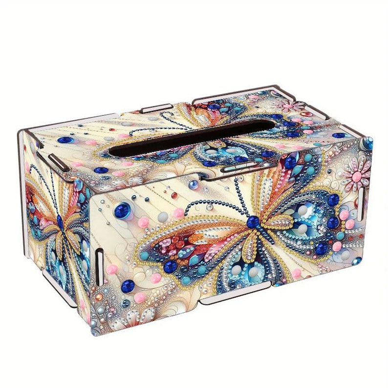 DIY Diamond Painting Tissue Box Kit, Wooden Rhinestone Mosaic Craft ...
