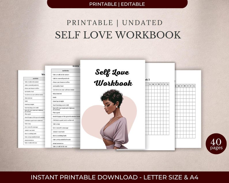 Self Love Workbook PDF, Mental Health Journal, Confidence Building ...